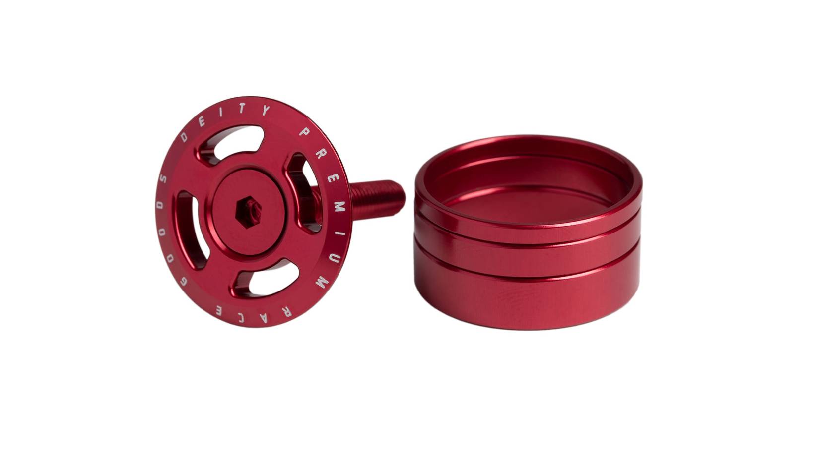 Floare Furca cu Capac DEITY Crosshair cu Distantiere - Red | CrossBike